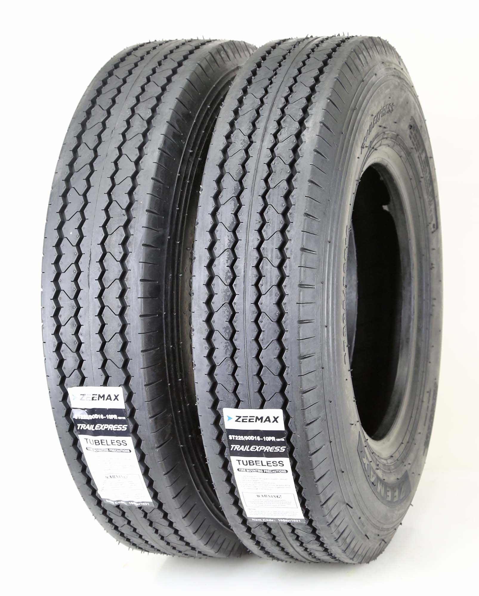 2 New ZEEMAX Heavy Duty Trailer Tires ST225/90D16 /7.50-16 10 PR LR E ...